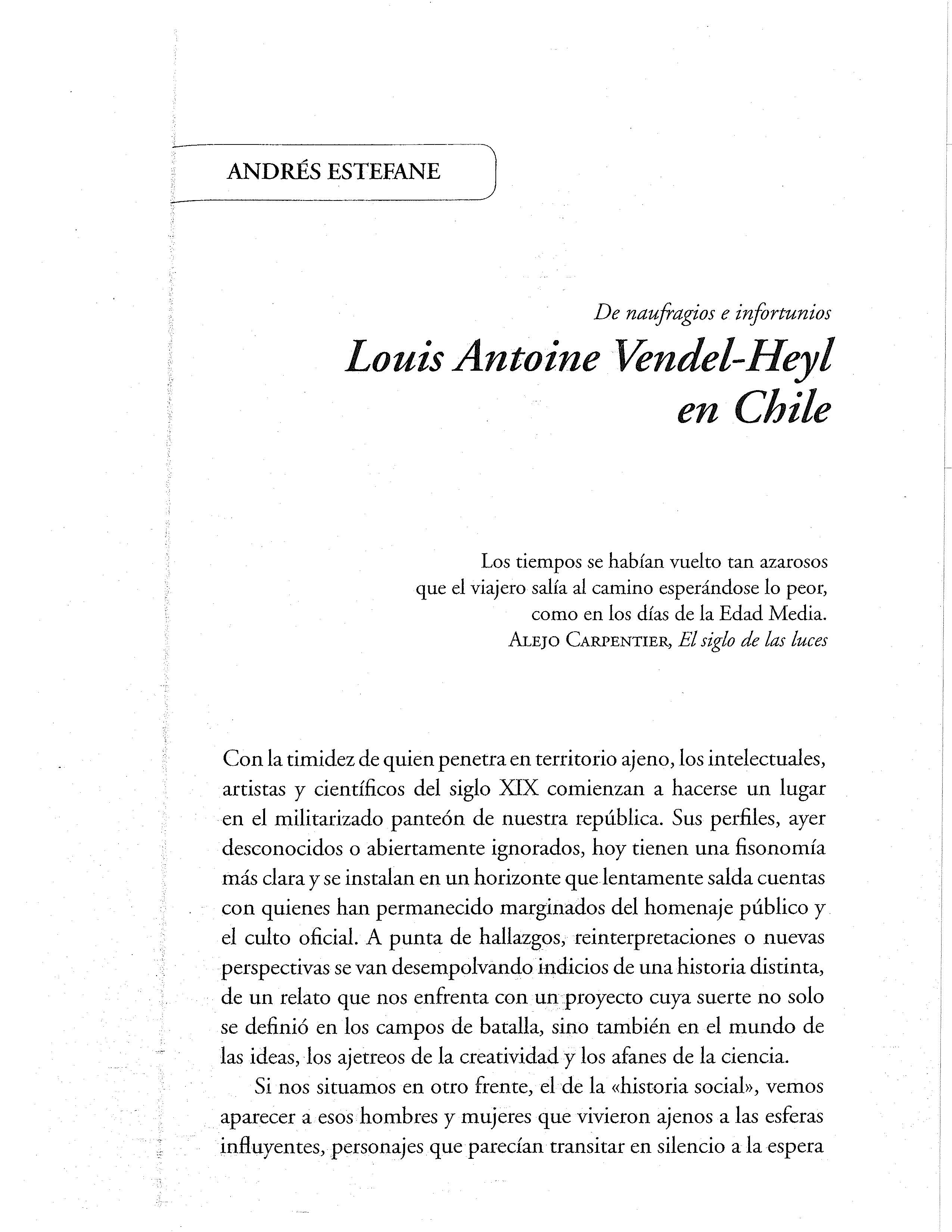 De naufragios e infortunios. Louis-Antoine Vendel-Heyl en Chile - PUCP ...
